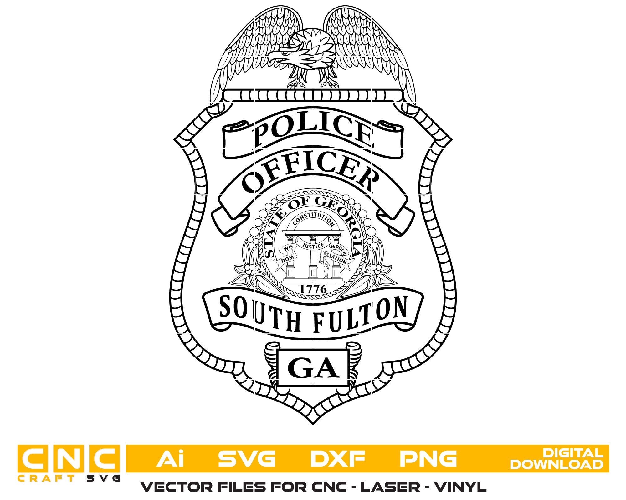 South Fulton Police Officer Badge SVG, Law Enforcement Emblem