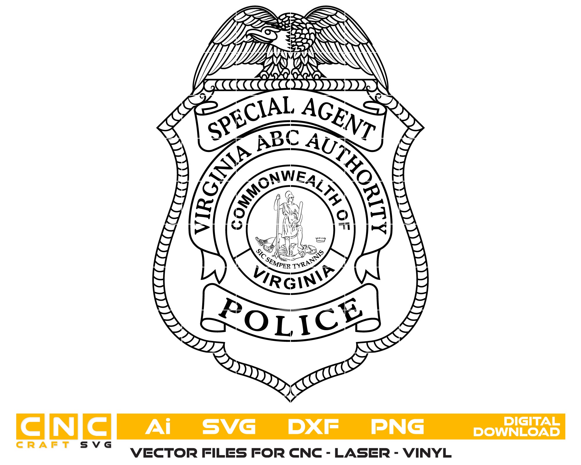 Virginia Police Special Agent Badge SVG, Law Enforcement Emblem